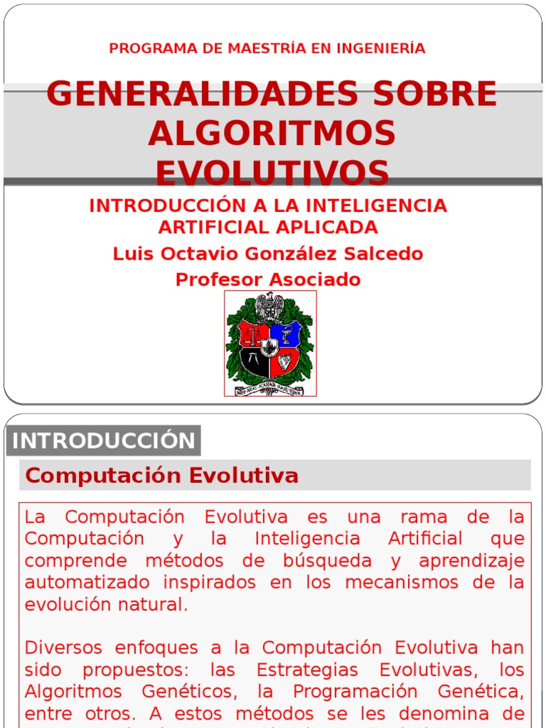 Introduccion Algoritmos Evolutivos Algoritmos Geneticos | Algoritmo ...