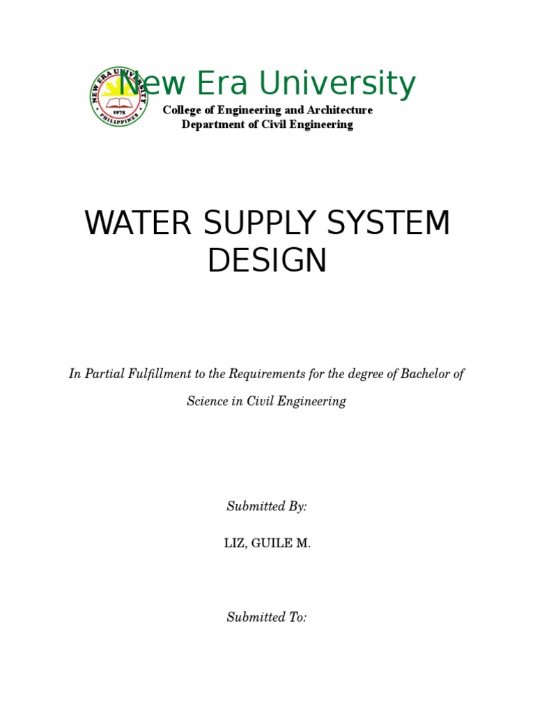 Design of a Water Supply System for a Subdivision Based on Given ...