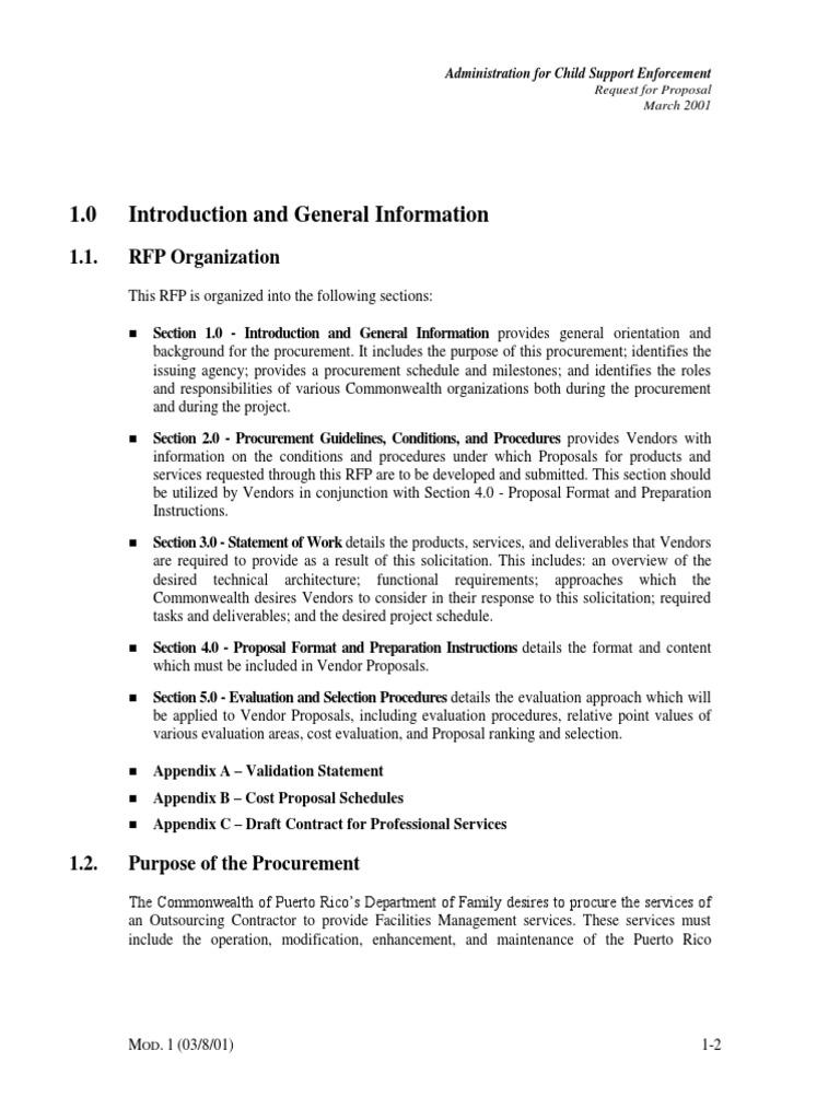 Facilities Management RFP Example | PDF | Request For Proposal | Commonwealth (U.S. Insular Area)