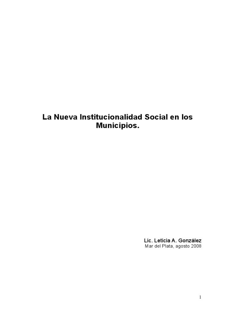 La Nueva Institucionalidad Social | PDF | Politica social | Pobreza
