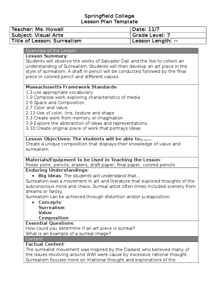 Surrealism | PDF | Surrealism | Lesson Plan