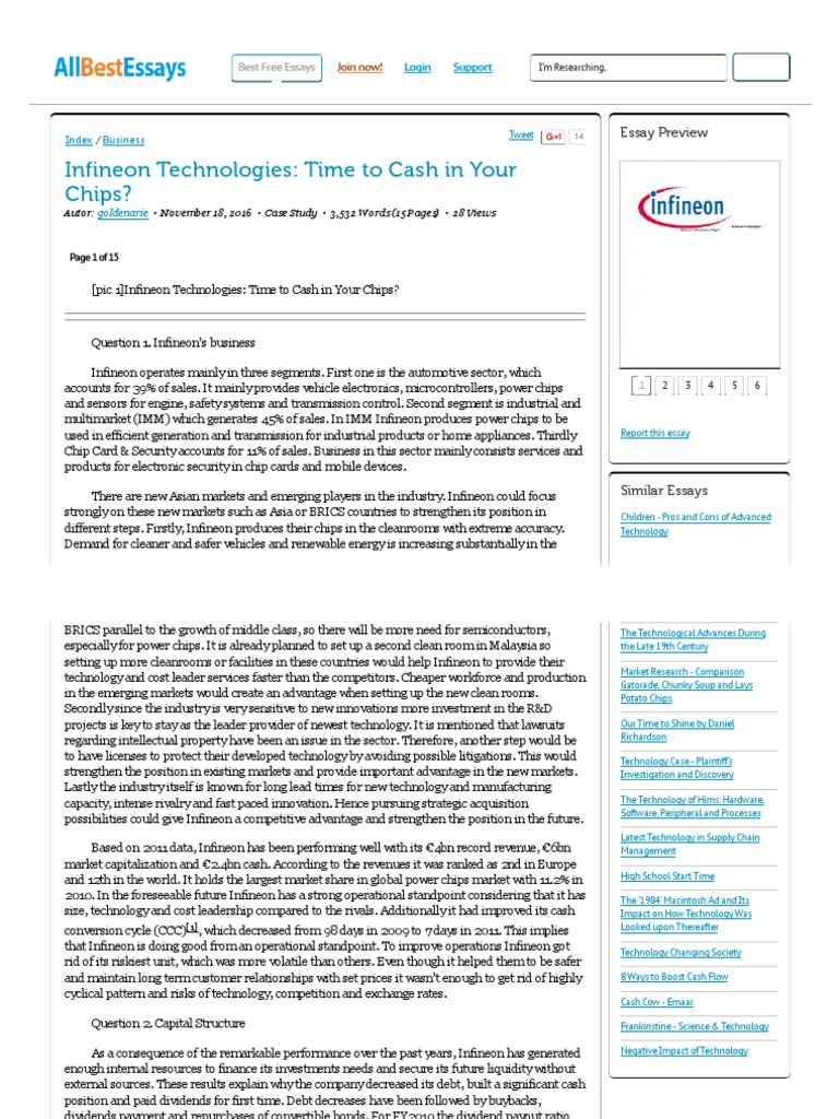 Infineon Technologies Case Study | PDF | Capital Structure | Dividend