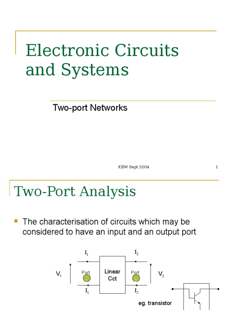 Electronic Circuits and Systems: Two-Port Networks | PDF | Electrical ...