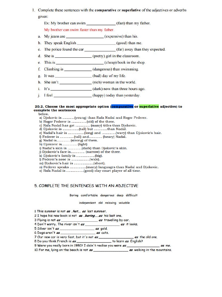 Comparativos y Superlativos | PDF