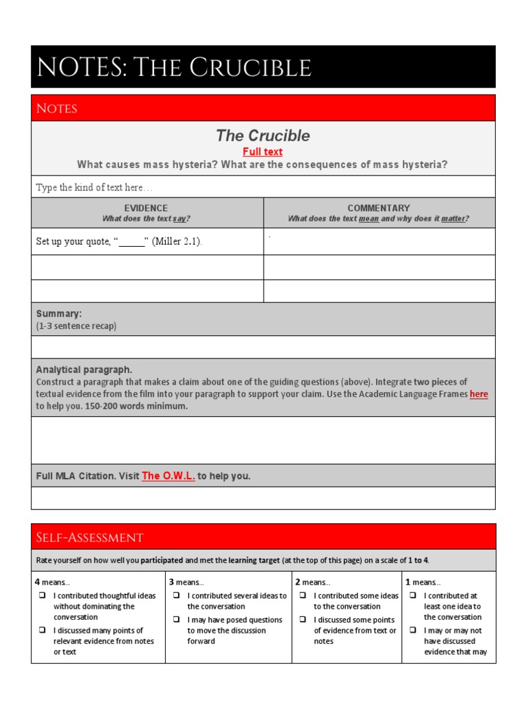 Notesthecrucible | PDF