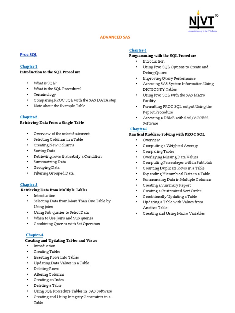 Proc SQL: Advanced Sas | PDF