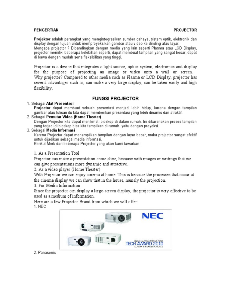 Pengertian Projector | PDF
