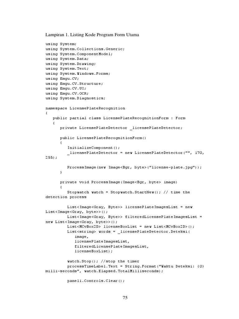 Lampiran Kode Program | PDF | Image Processing | Computer Programming