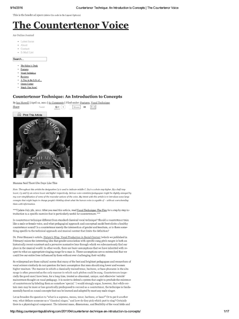 Countertenor Technique - An Introduction To Concepts - The Countertenor ...