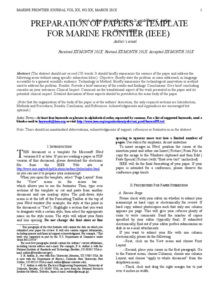 Marine Frontier Ieee Journal Template | PDF | Citation | Magnetic Field