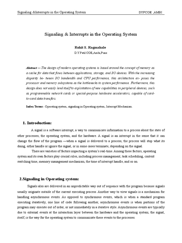 Signaling &interrupts in The Operating System | PDF | Operating System | Process (Computing)