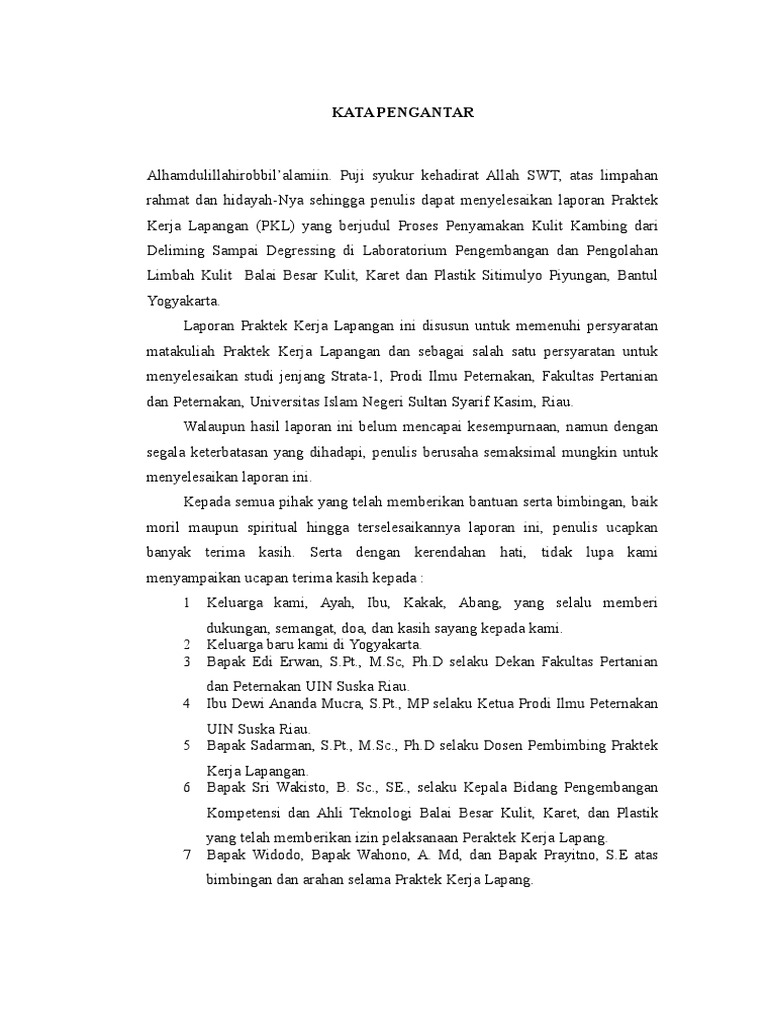 Kata Pengantar PKL | PDF