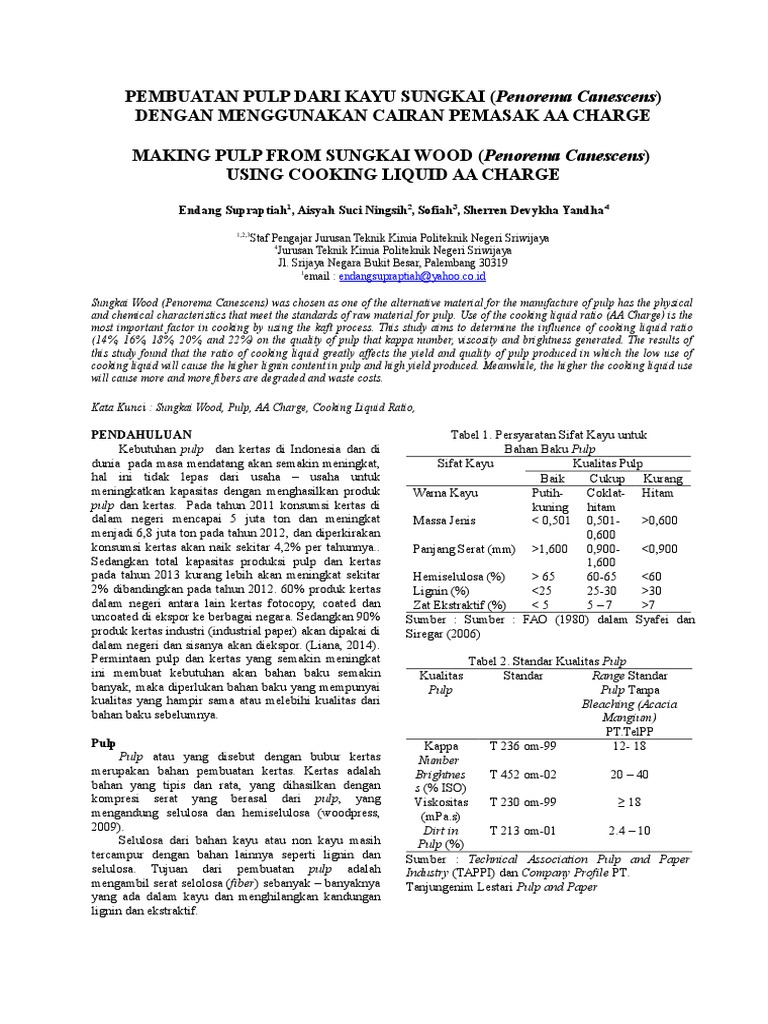 Jurnal Pulp Kayu Sungkai | PDF