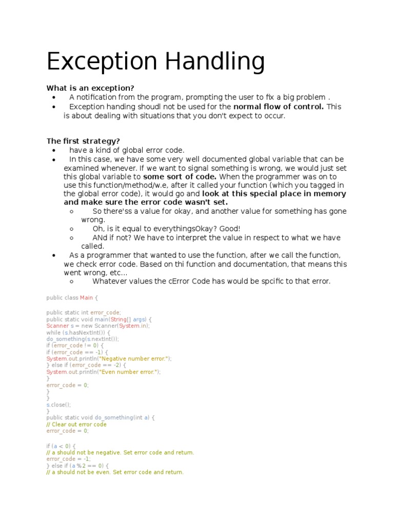 Exception Handling: What Is An Exception? | PDF | Inheritance (Object ...