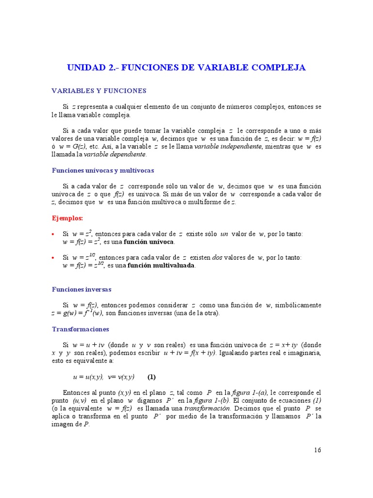 Unidad 2.-Funciones de Variable Compleja | PDF | Análisis real | Análisis matemático
