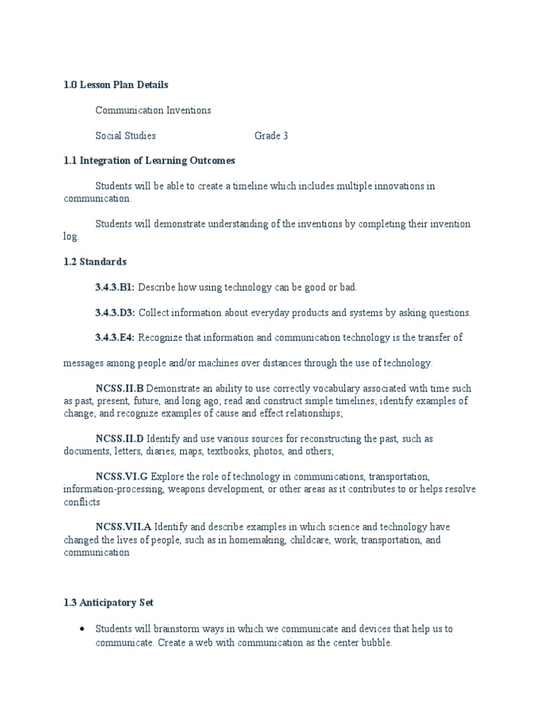 Communication Lesson Plan 1 | PDF | Transmitter | Television
