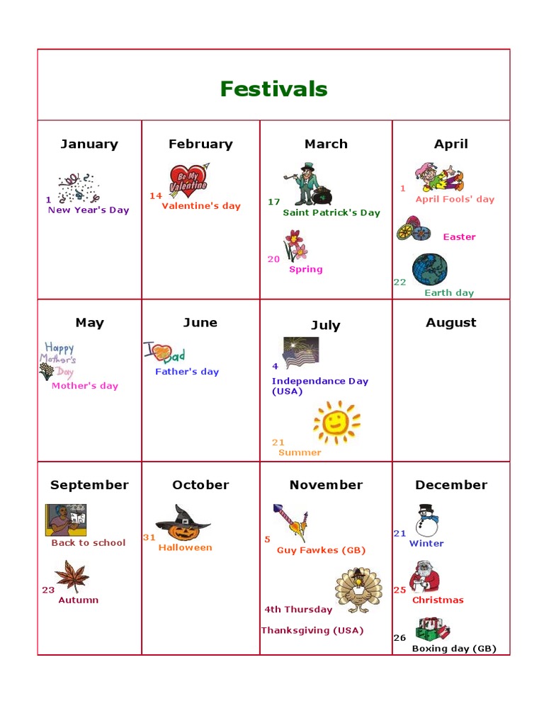 Festivals: January February March April | PDF | Secular Holidays ...
