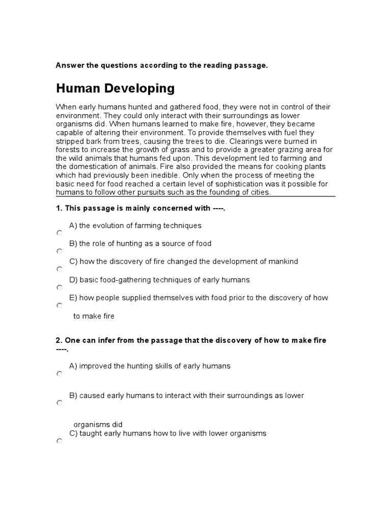 Impact of Fire on Early Human Development | PDF | Social Science ...