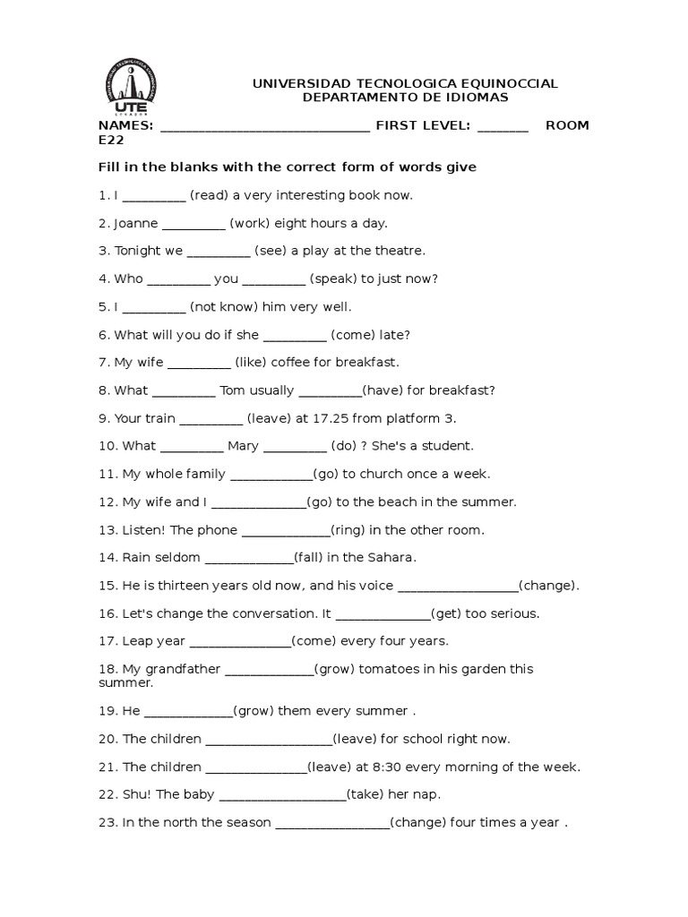 Present and Present Progressive Activity | PDF