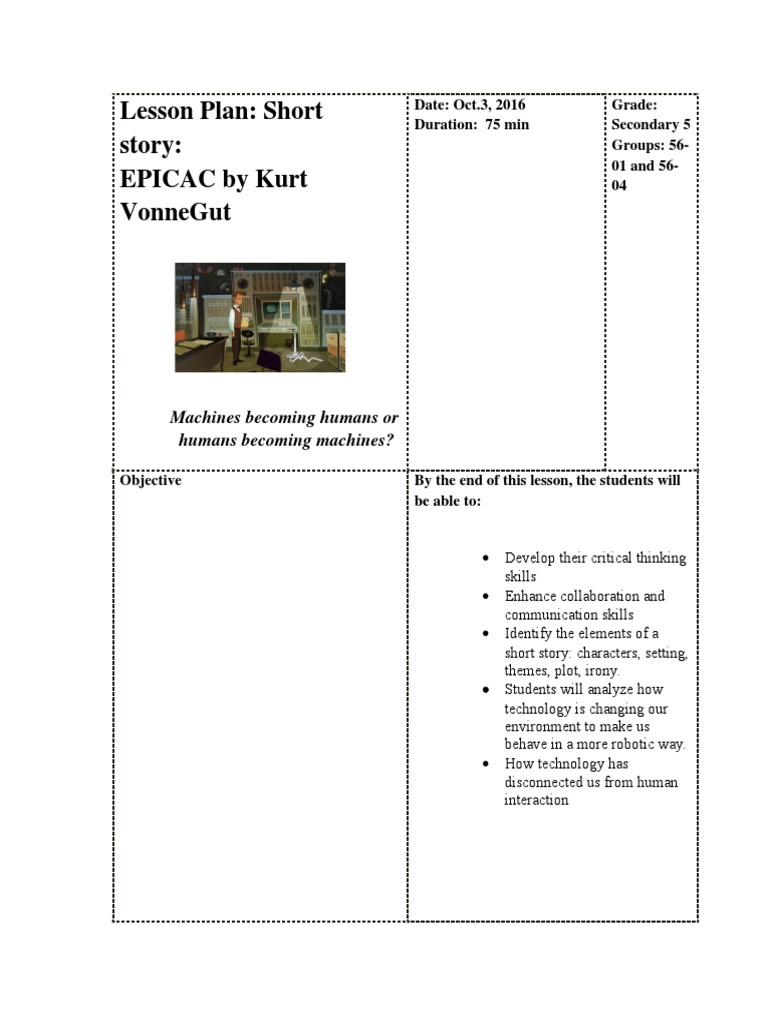 Lesson Plan-Epicac | PDF