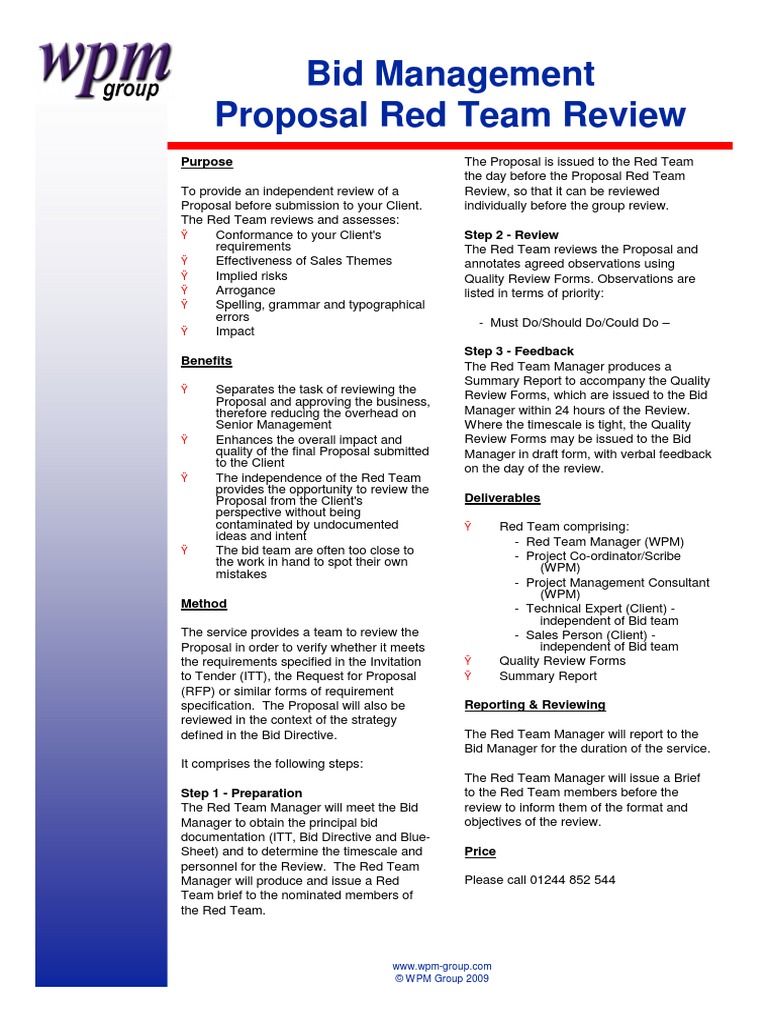 7.2.3 - Bid Management Proposal Red Team Review | Request For Proposal ...
