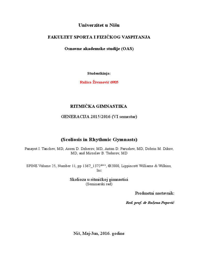 Ritmicka Gimnastika | PDF