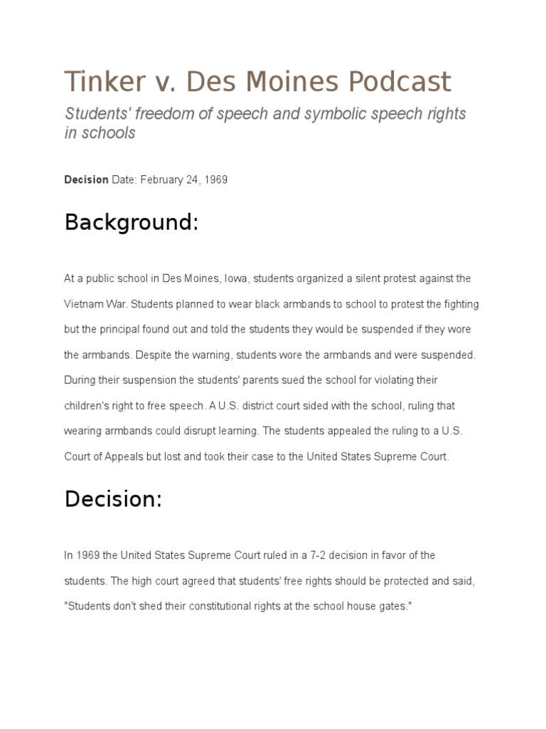 Tinker V Des Moines Background | PDF