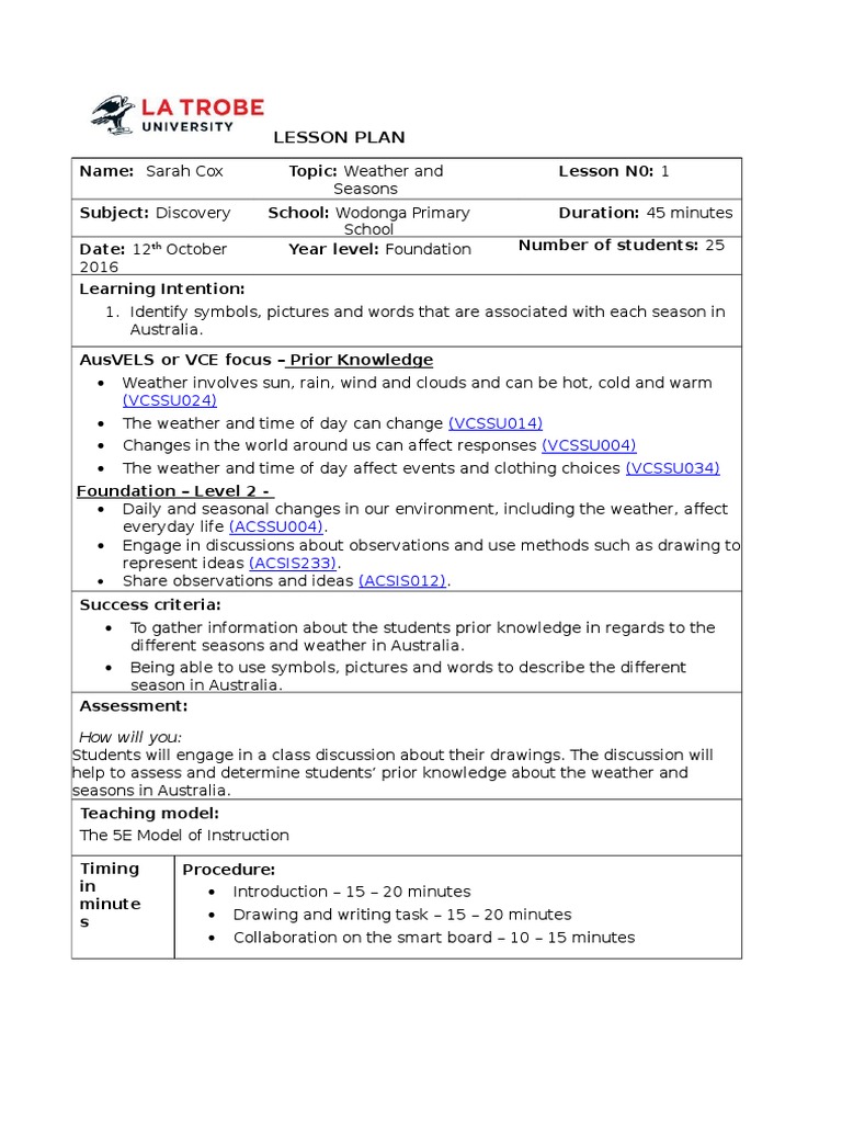 Seasons and Weather | PDF | Lesson Plan | Learning