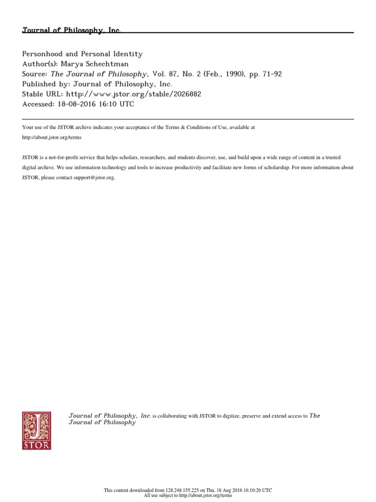 Personhood and Personal Identity | PDF | Memory | Emergence