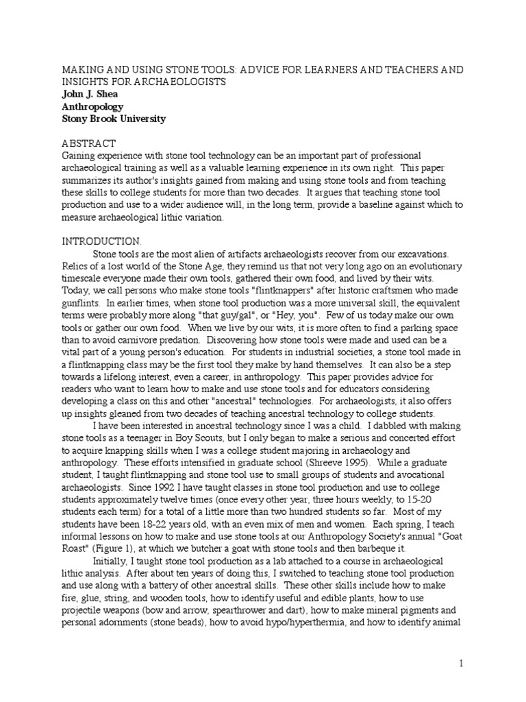 Making and Using Stone Tools, Lithic Technology | PDF | Archaeology ...