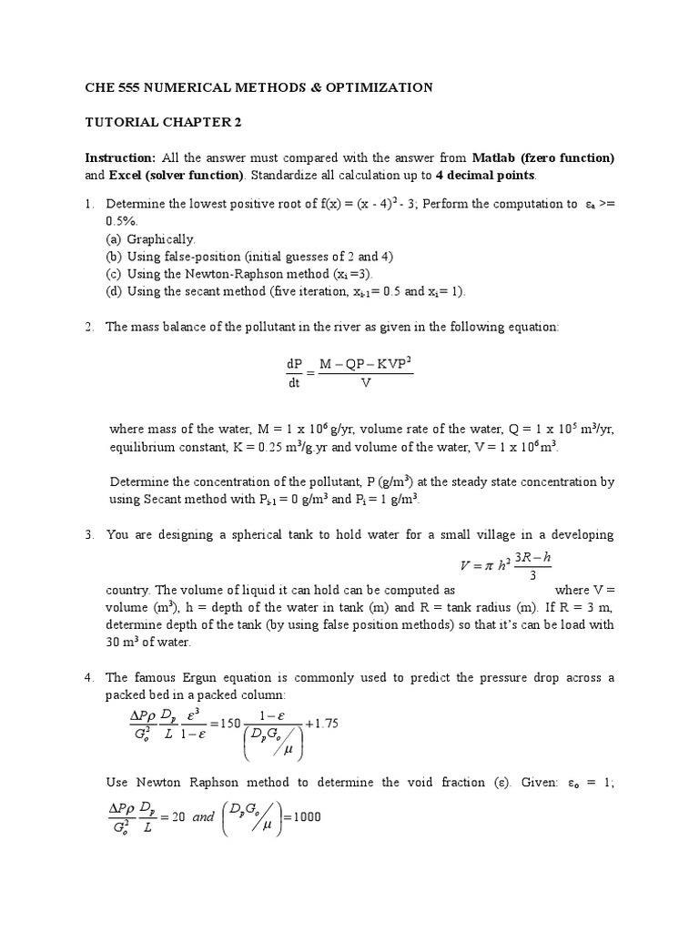CHE 555 Tutorial Chapter 2 | PDF