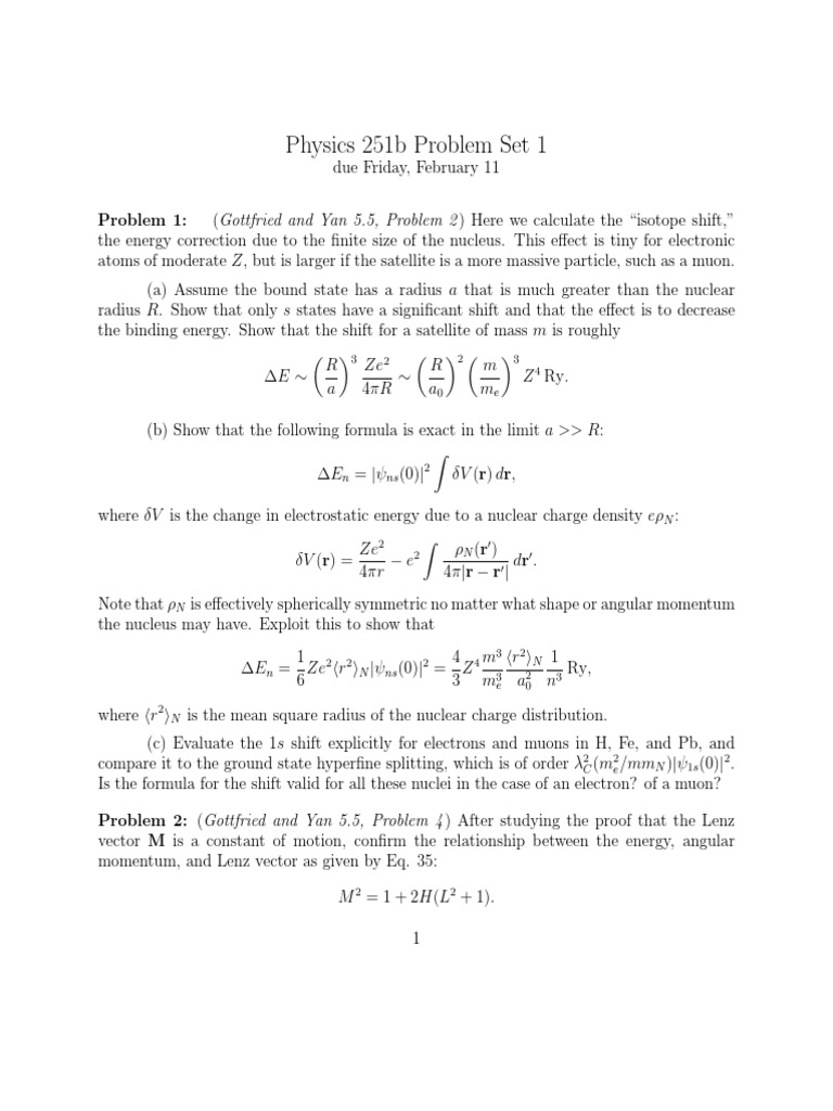 Physics 251b Problem Set 1 | PDF | Teaching Methods & Materials | Science & Mathematics