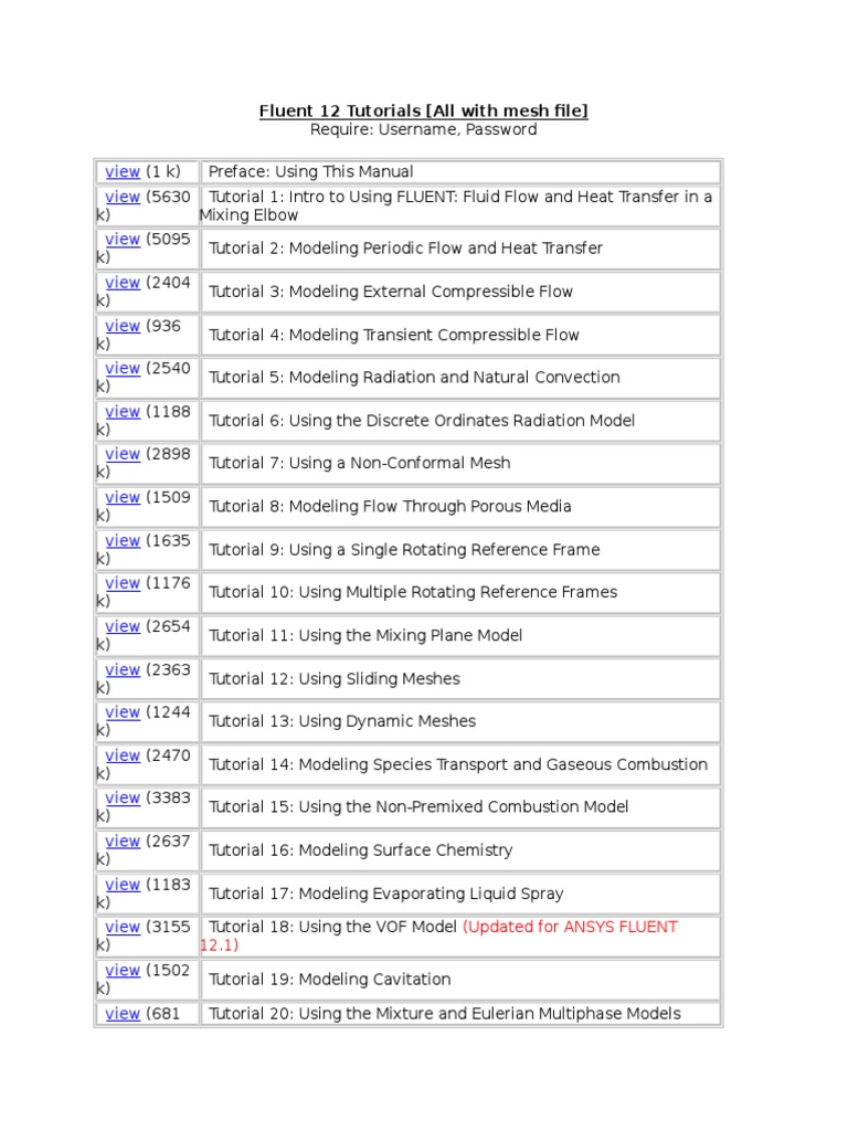 Fluent 12 Tutorials | PDF