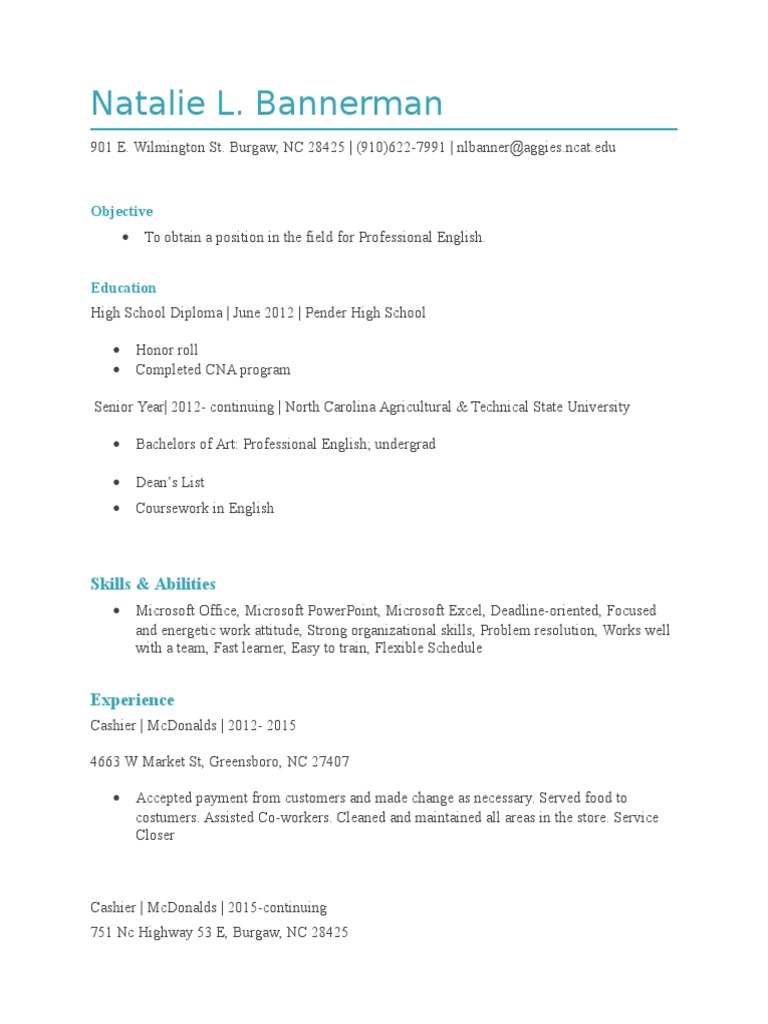 Natalie Resume 2 | PDF | Career & Growth | Business
