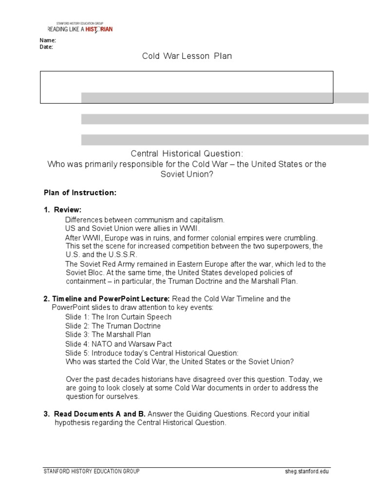 Cold War Lesson Plan | PDF | Iron Curtain | Cold War