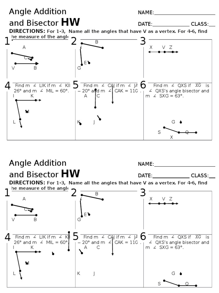 Angle Addition HW | PDF | Geometry | Elementary Geometry