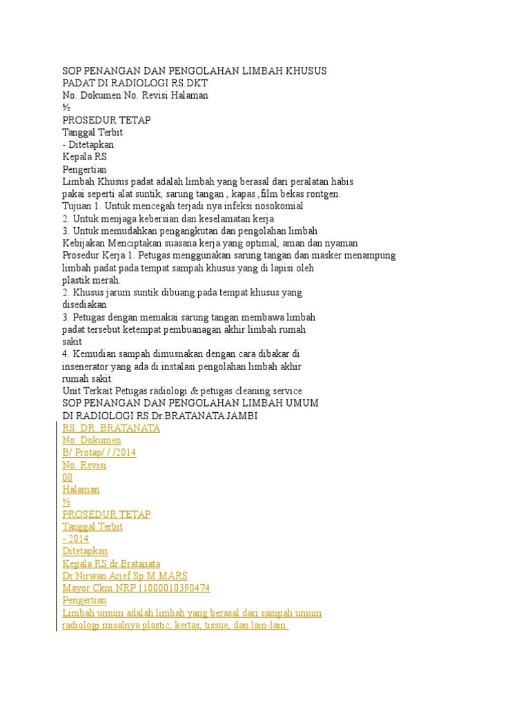 Pengelolaan Limbah Radiologi RS.DKT | PDF