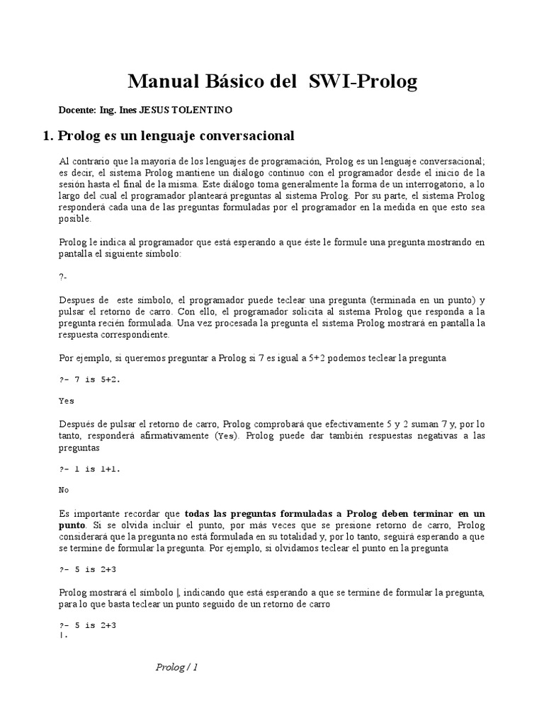 Guía Básica de SWI-Prolog | PDF | Lógica de primer orden | Lógica