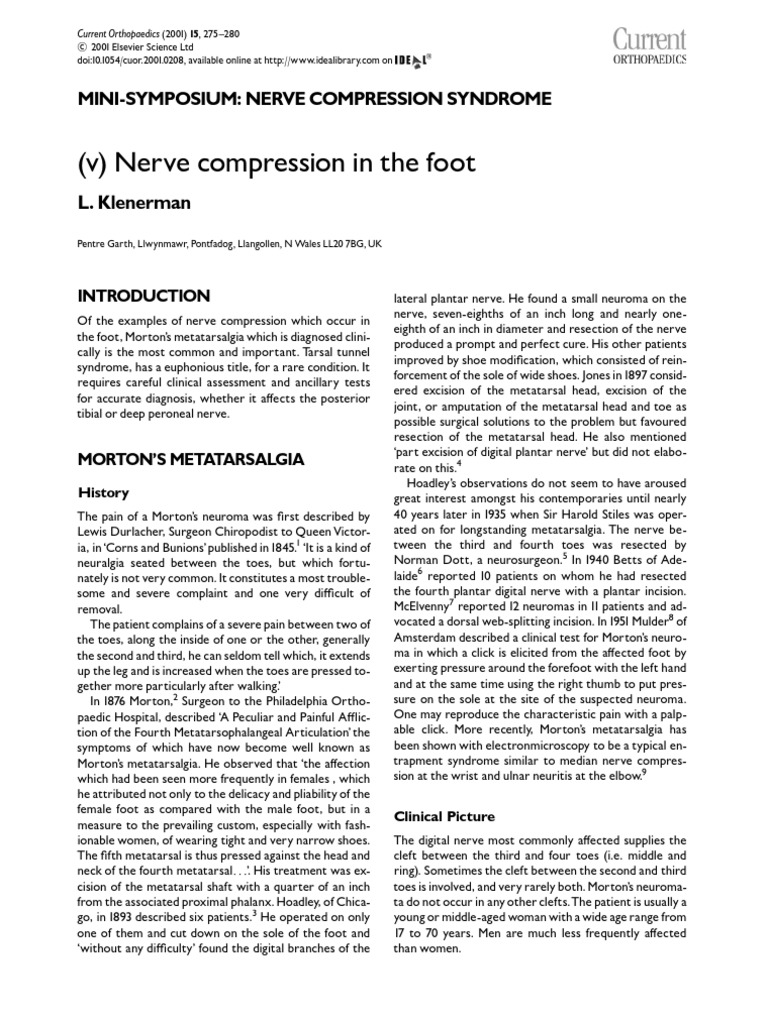 Nerve Compression in The Foot | PDF