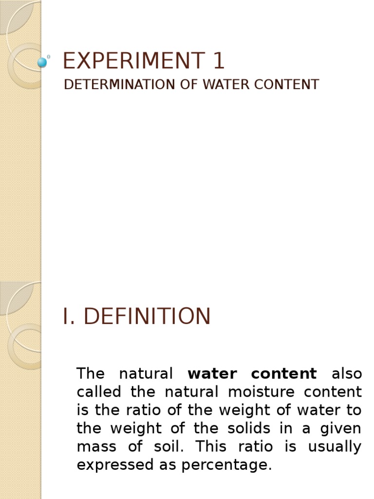 Experiment 1: Determination of Water Content | PDF