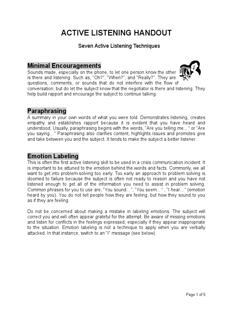 Active Listening Scenarios | PDF | Question | Conversation