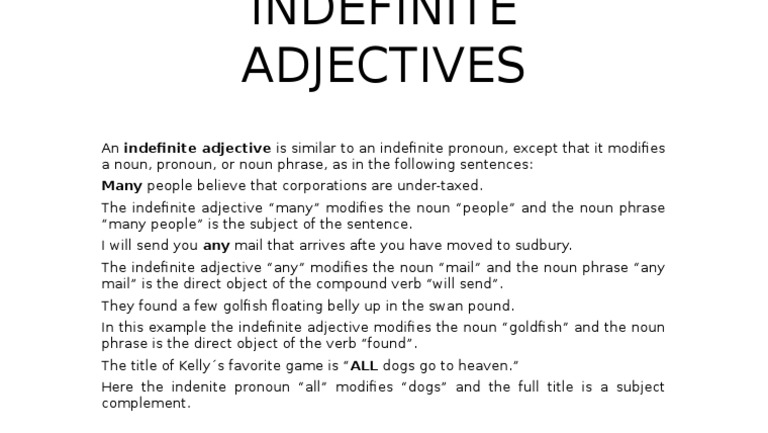 Indefinite Adjectives | PDF