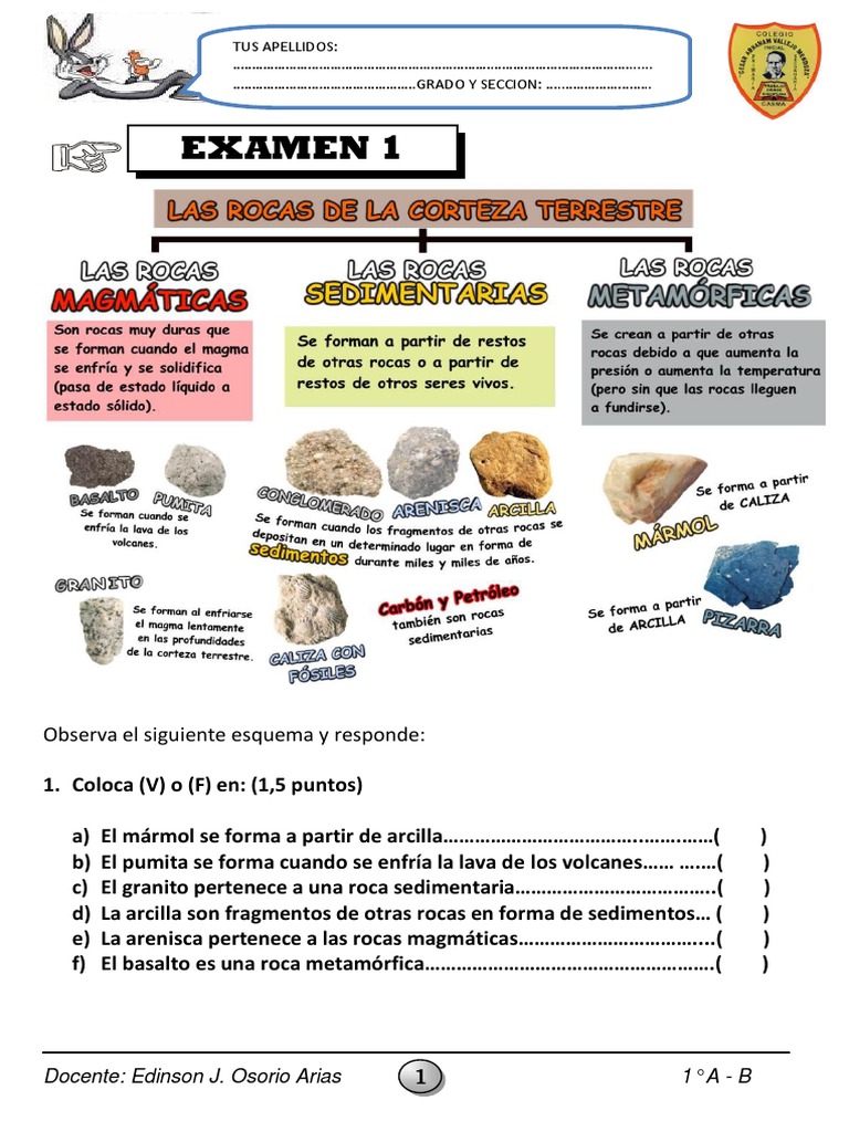 Examen 3 Rocas y Suelos | PDF | Hogar, jardinería y bricolaje | Historia
