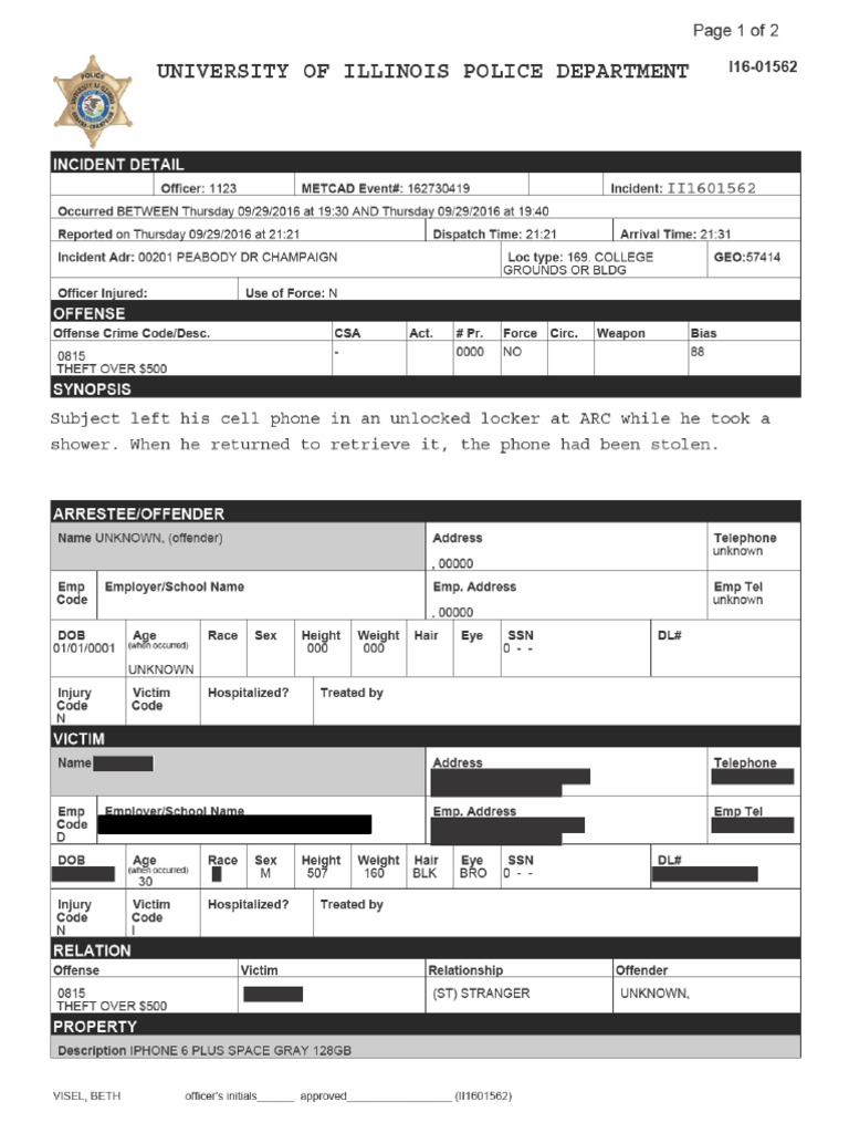 University of Illinois Police Reports That Preceded Student Resolution ...