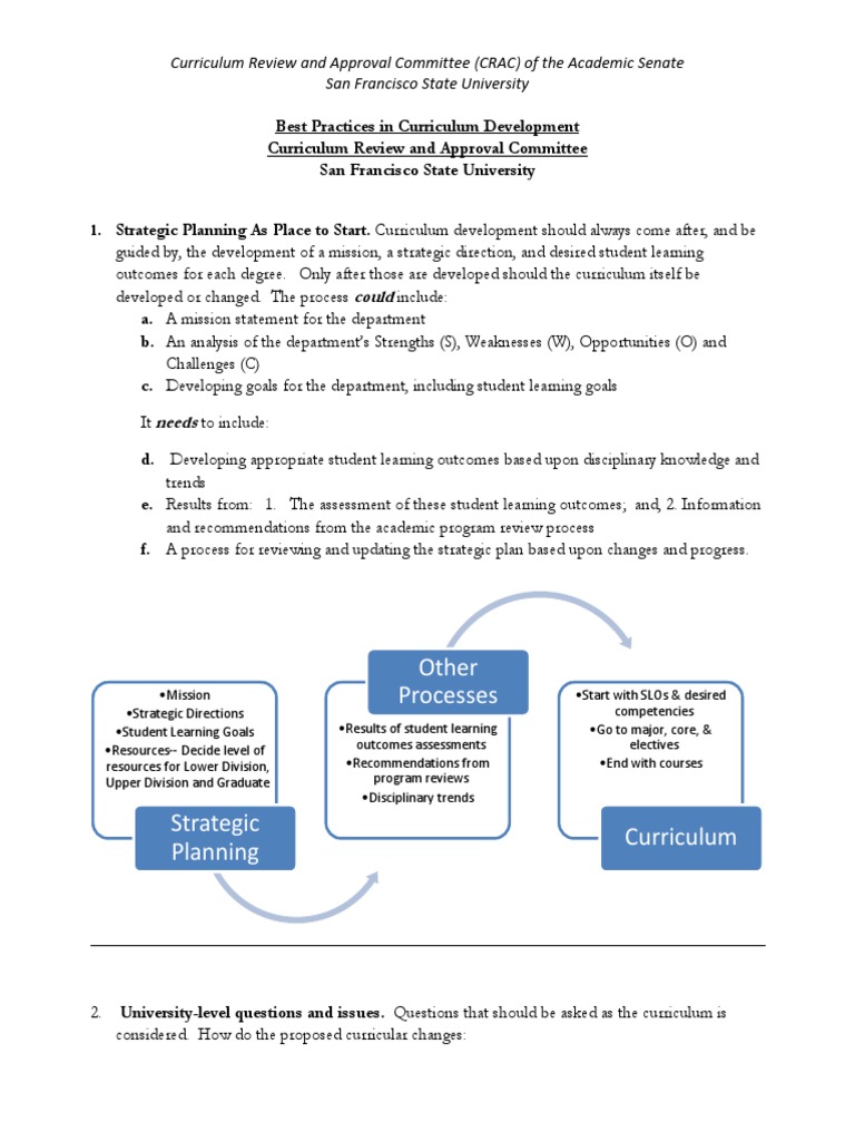 Best Practices in Strategic Curriculum Development: Using Mission ...