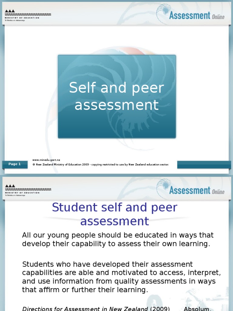 Self and Peer Assessment | PDF | Educational Assessment | Educational ...