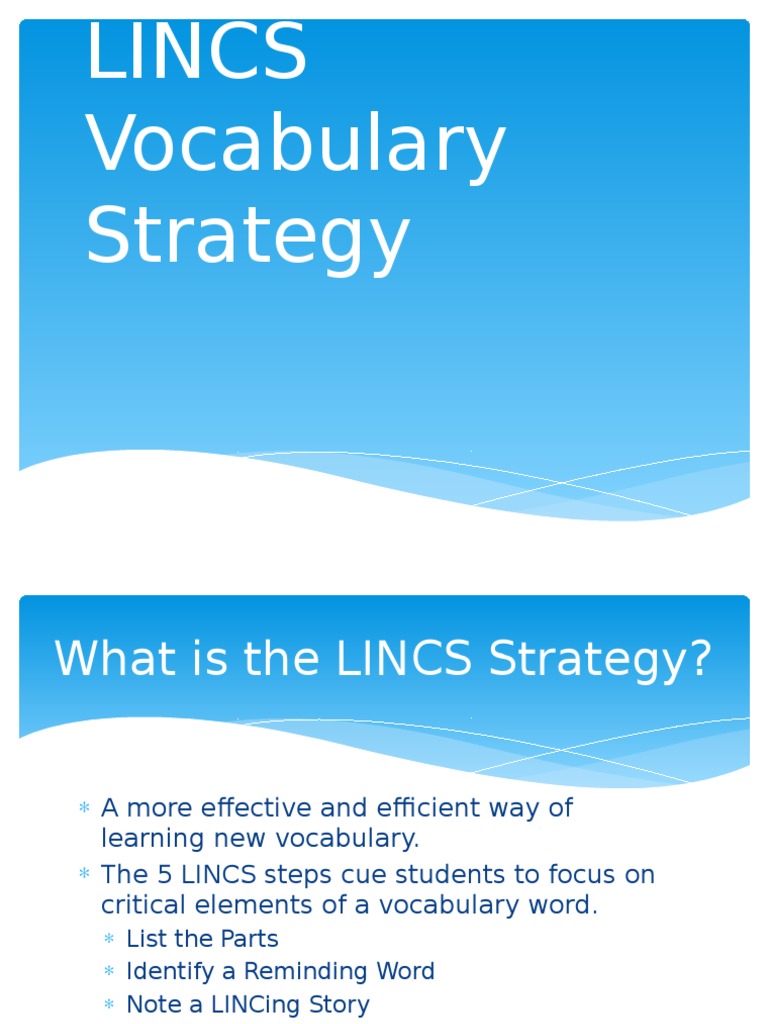 Lincs Vocabulary Strategy | PDF | Vocabulary | Psychological Concepts