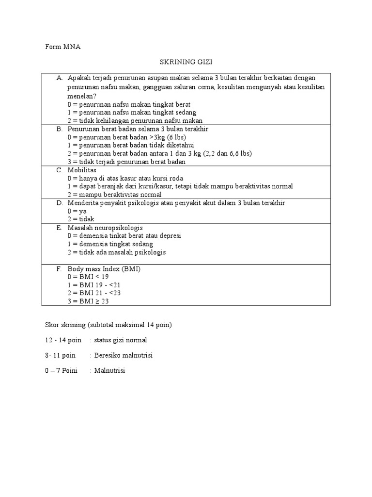 Form Skrining Lansia | PDF