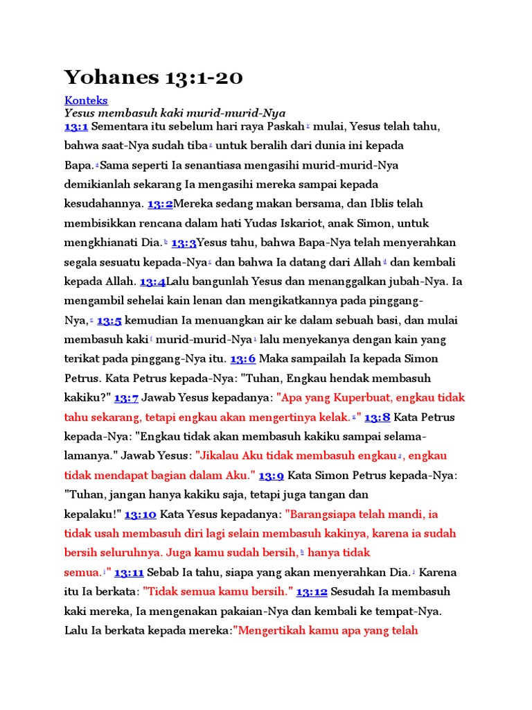 Kasih dan Pelayanan: Yesus Membasuh Kaki Murid-Murid-Nya | PDF