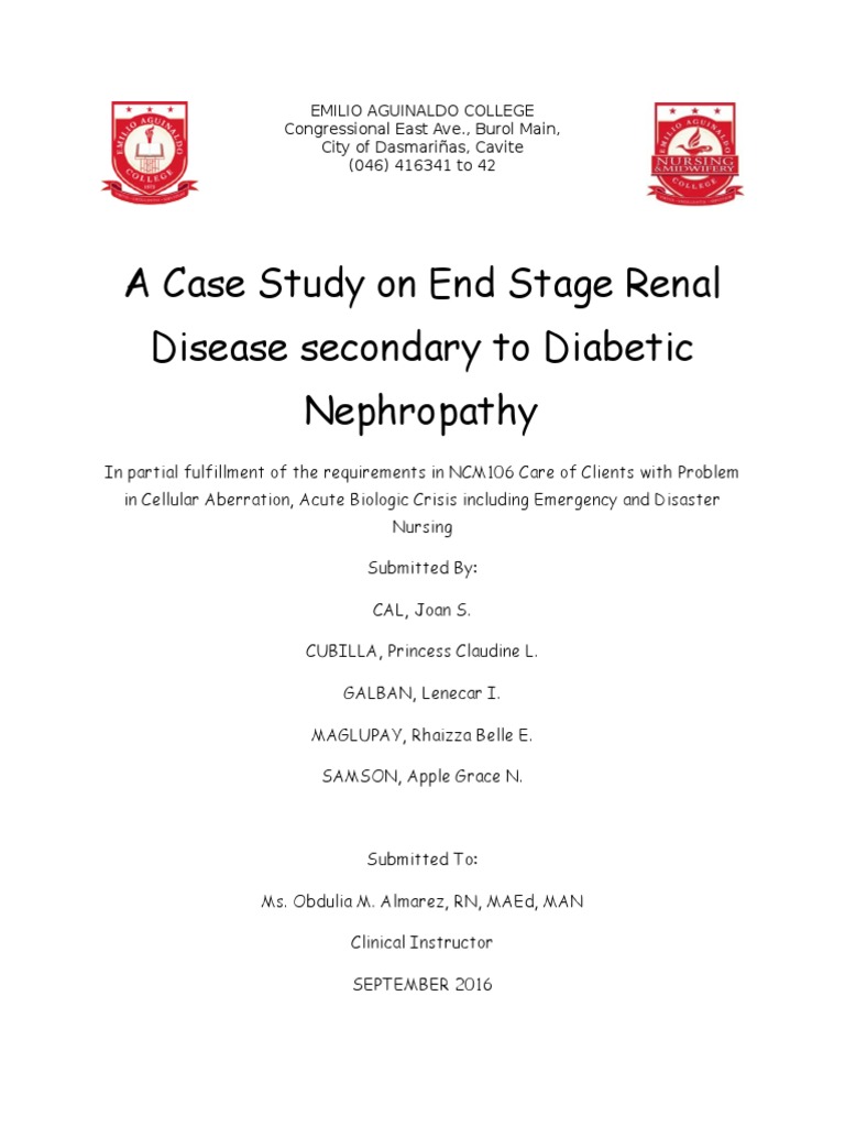A Case Study on End Stage Renal Disease secondary to Diabetic ...